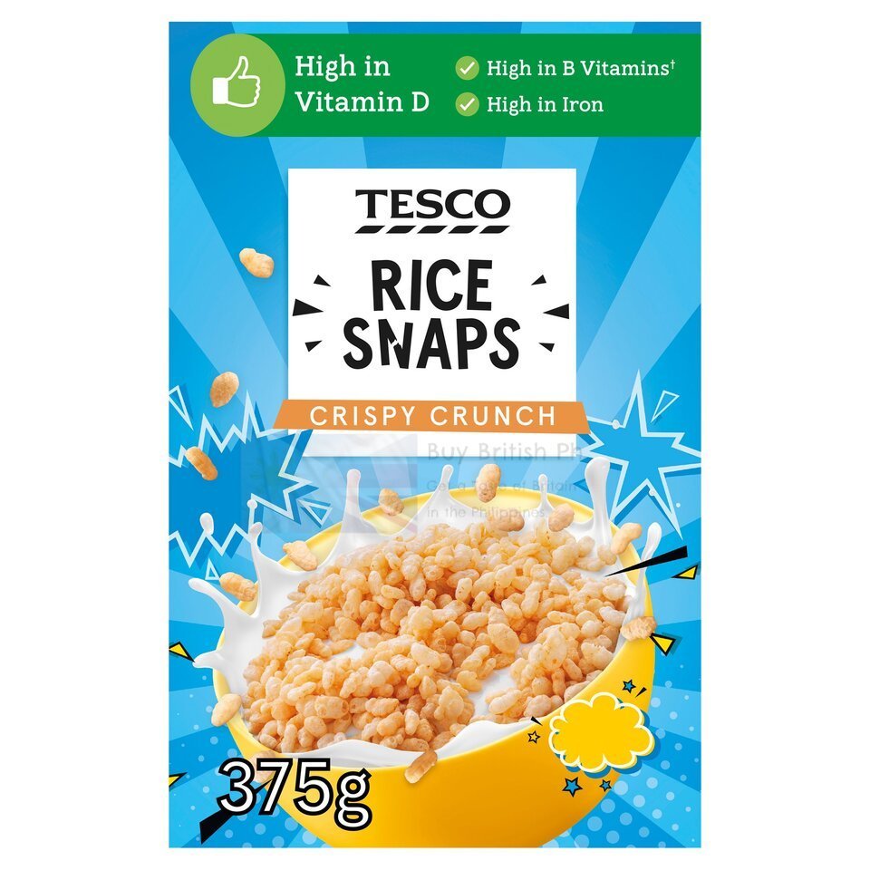 🇬🇧 Tesco Rice Snaps Cereal 375g. Light and crispy British rice cereal ...