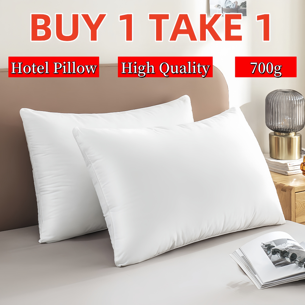 BUY 1 TAKE 1 Pillow (unan) High Quality Comfortable 1PC Plain White Magic Soft Pillow 500g/700g ...