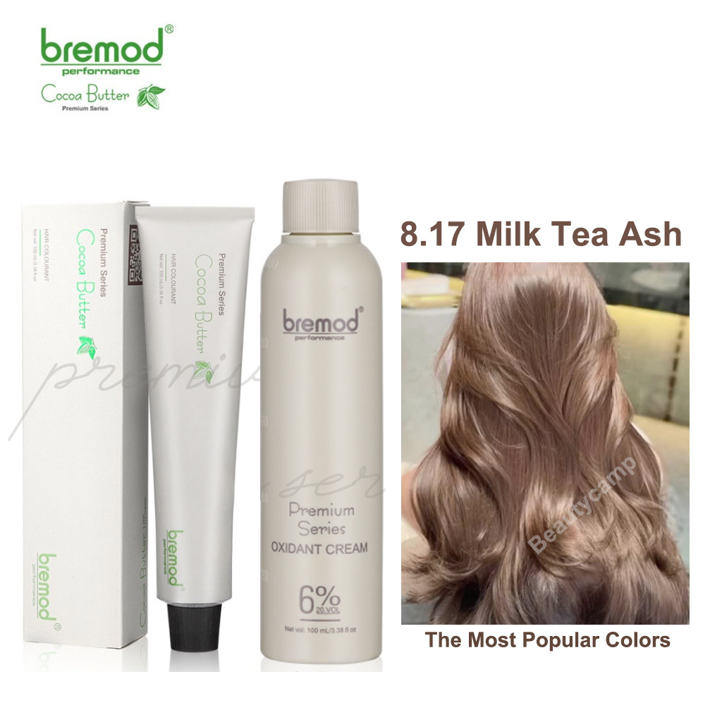 Bremod Premium 8.17 Milk Tea Ash Hair Color With Oxidizing Cream ...
