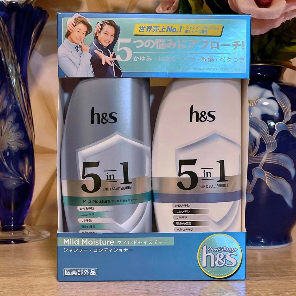 5 in 1 H&S Mild Moisture Hair & Scalp Solution Shampoo & Conditioner Pump Floral Breeze 340ml ...