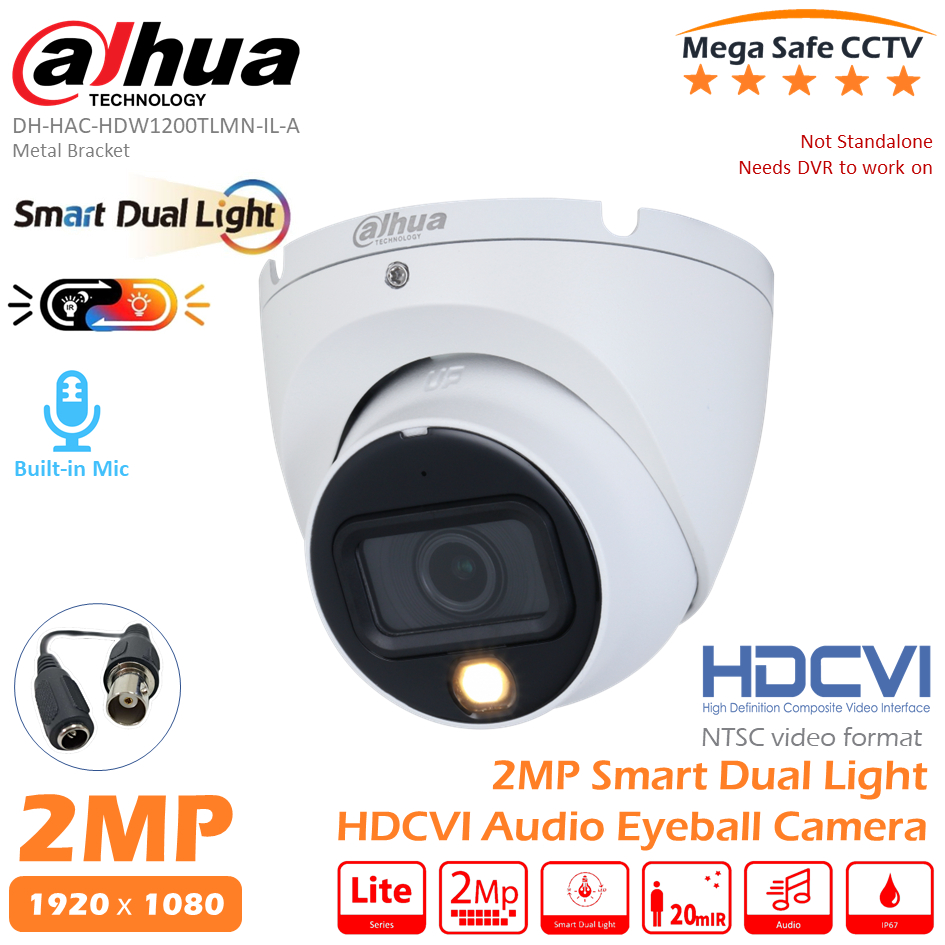Dahua DH-HAC-HDW1200TLM-IL-A 2MP Smart Dual Light, Audio, Advanced 3DNR ...