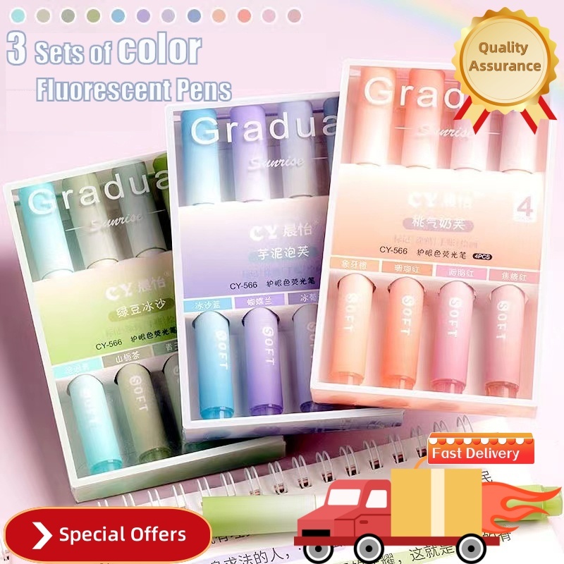 4Pcs/Set Morandi Gradual Highlighter Colour Marker Pen Eye Protection ...