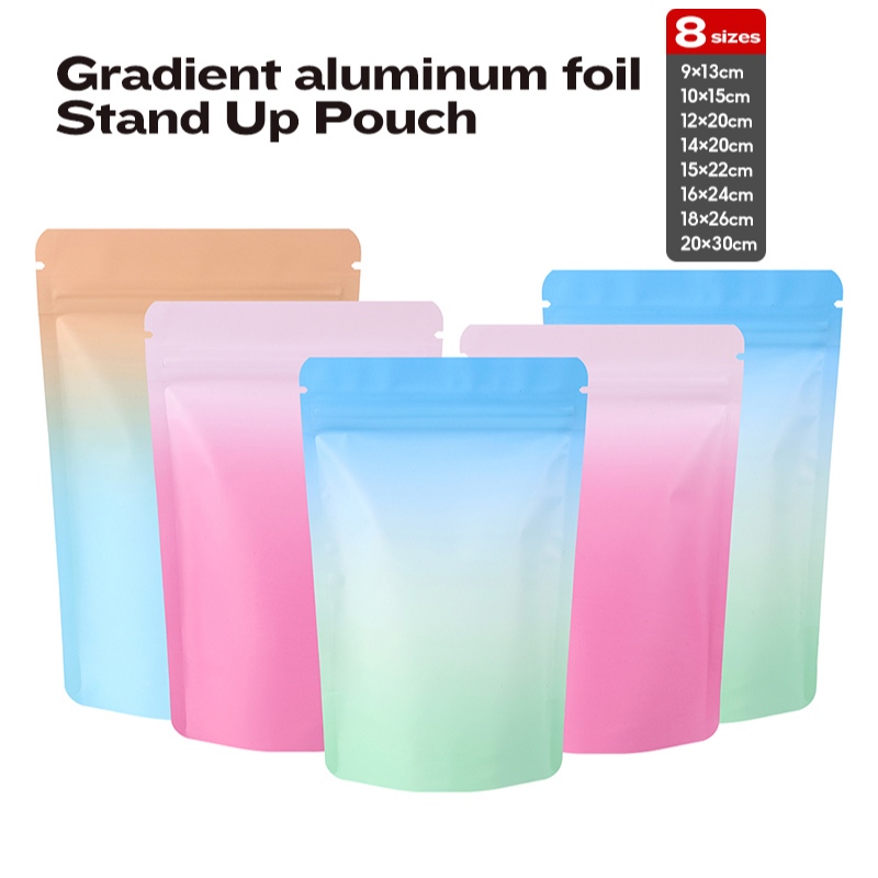 100pcs Matte Gradient Color Stand Up Pouch Resealable Foil Pouch No ...