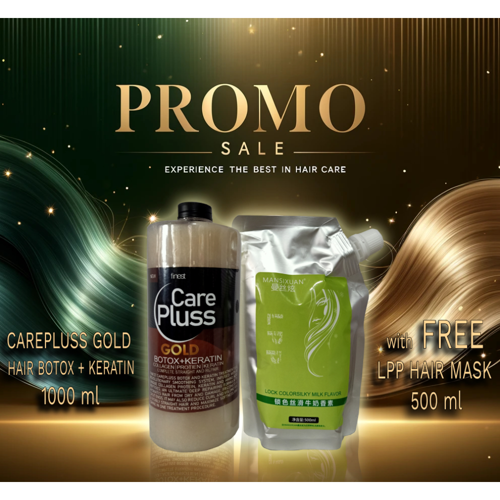 CarePluss Gold Hair Botox plus Keratin 1000ml with FREE LPP Hair Mask 500ml. ORIGINAL | Shopee ...