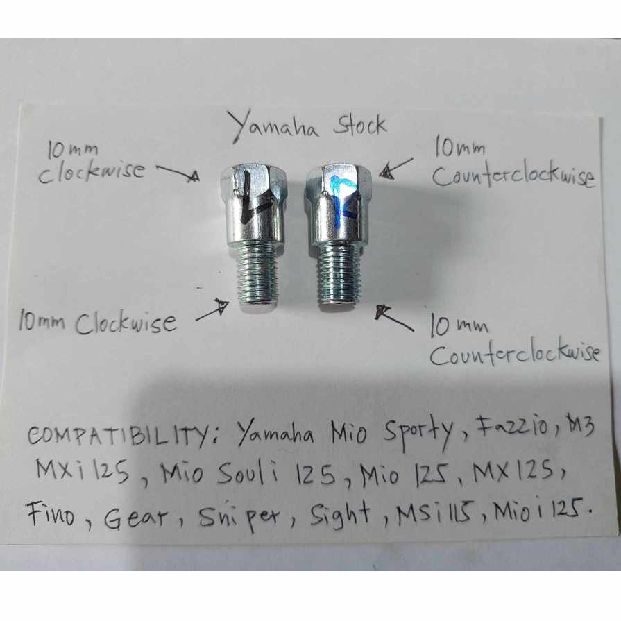 Stock Sidemirror Extension/Adaptor for Yamaha Mio Sporty/Mio i125 ...