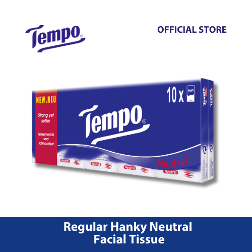 Tempo Regular Hanky Neutral Facial Tissue (4-Ply, x 10 Packs x 8 Sheets ...