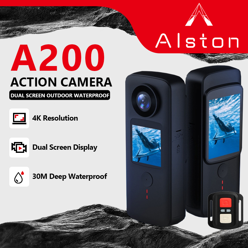 ALSTON A200 4K HD Vlog Action Camera dual screen anti-shake video recorder outdoor waterproof ...