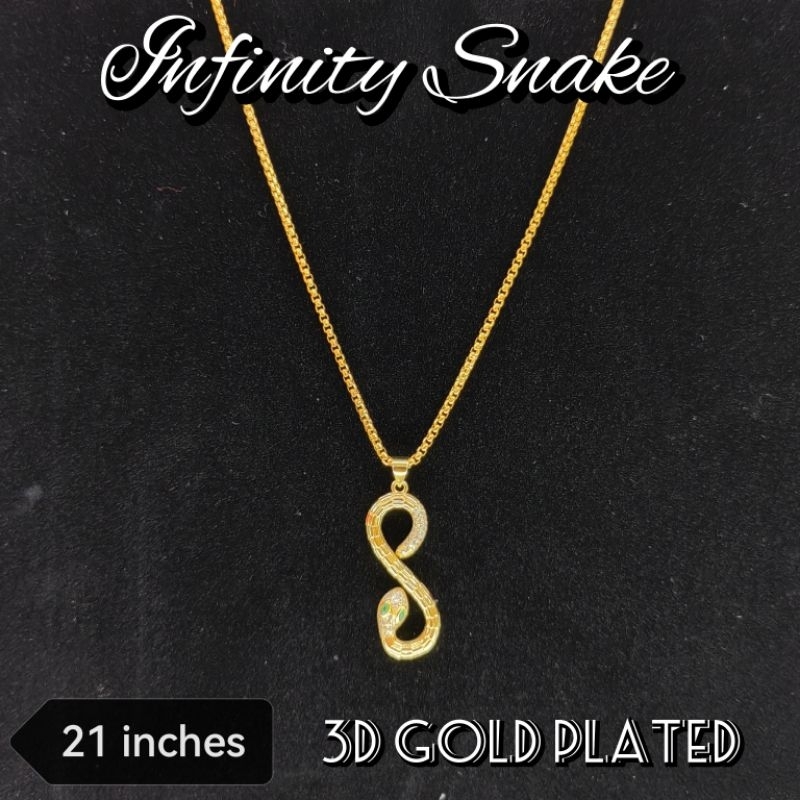 Snake Infinity Necklace 3d Gold Plated | Shopee Philippines