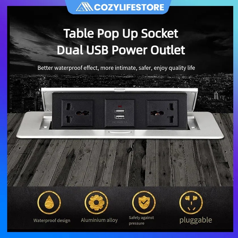 Table Pop Up Socket with Flipped Cover/Dual USB Power Outlet 220V ...