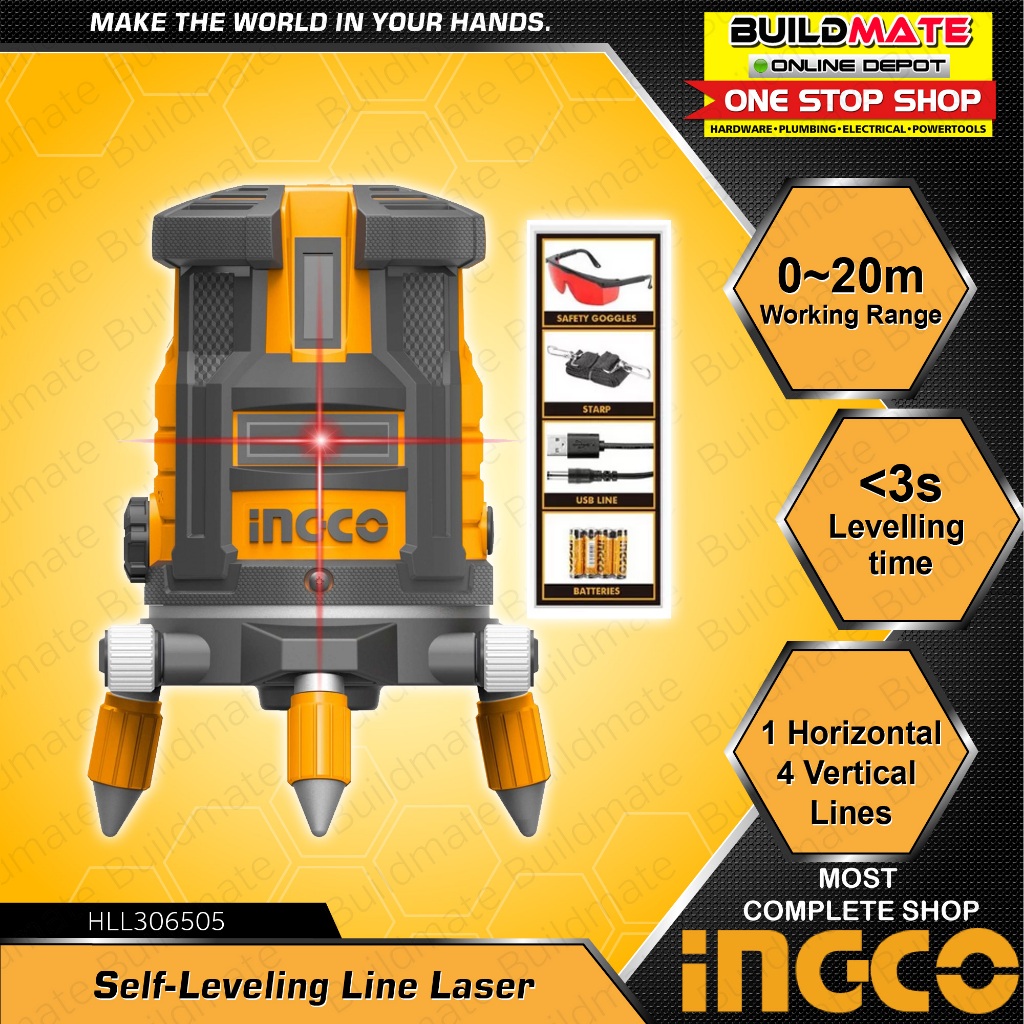 Buildmate x INGCO Self-Leveling Line Laser Level HLL306505 IPT | Shopee ...