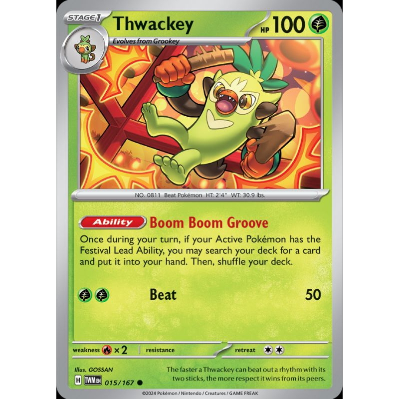 Pokemon Card, Thwackey 015/167, Common. (ENGLISH TYPE) | Shopee Philippines