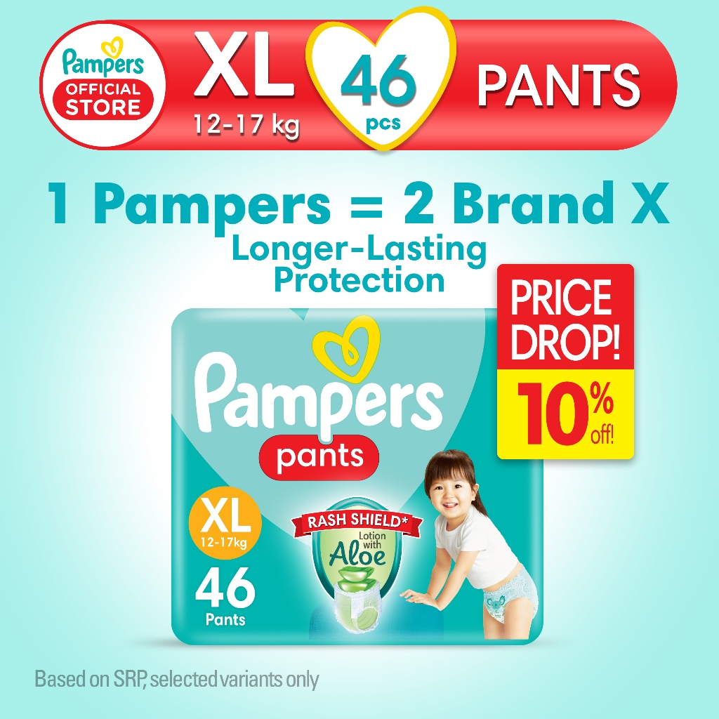 Pampers Baby Dry Pants Diapers with Rash Shield XL 46s x 1 pack (46 pcs) | Shopee Philippines