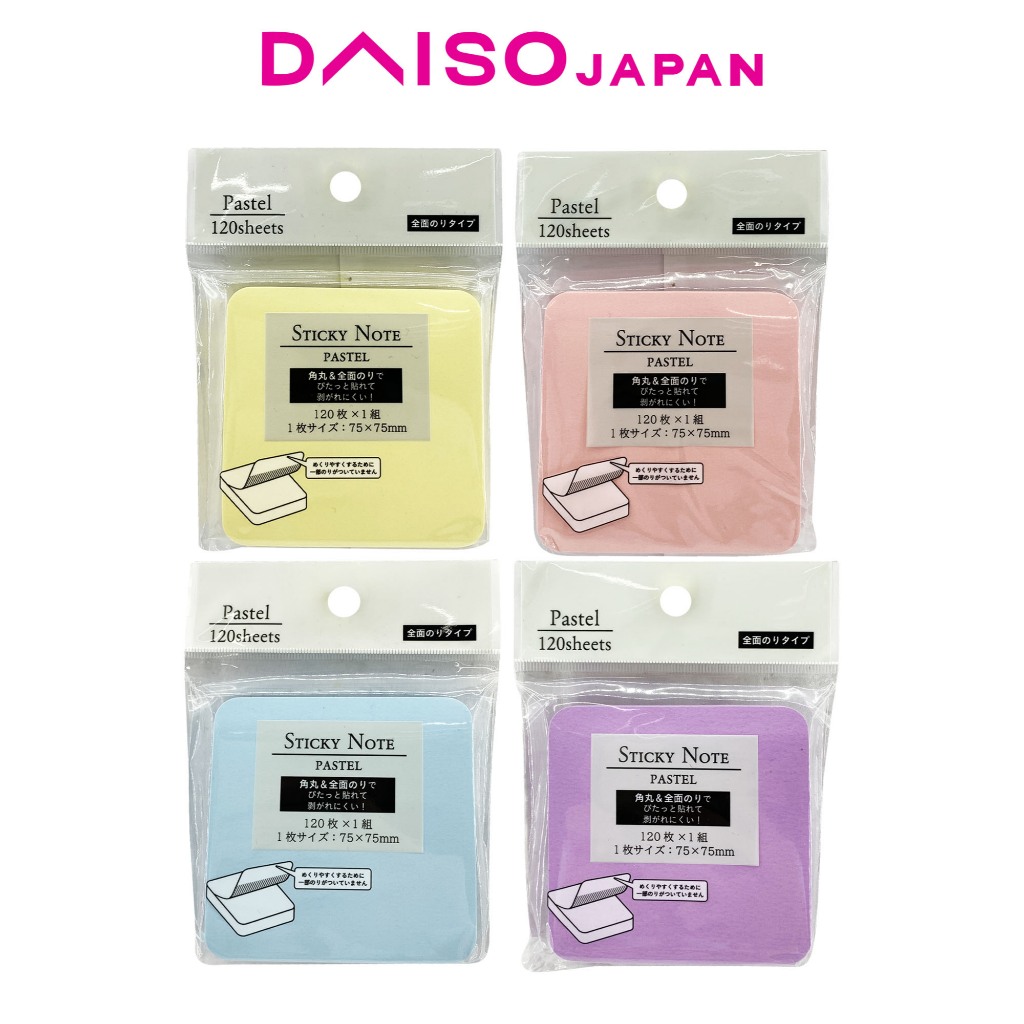 Daiso Pastel Sticky Notes with Rounded Corner (120 sheets) | Shopee ...