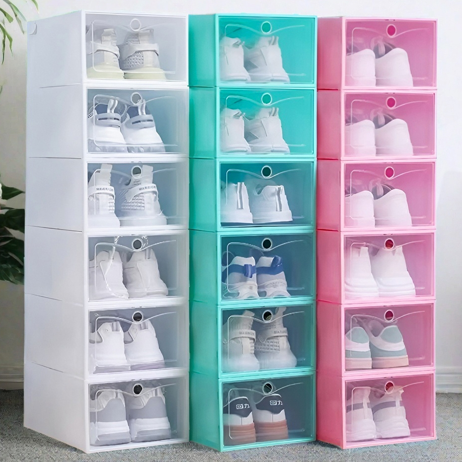 Big Size Candy Shoe Rack Organizer With Cover Hard Plastic Shoe Box ...