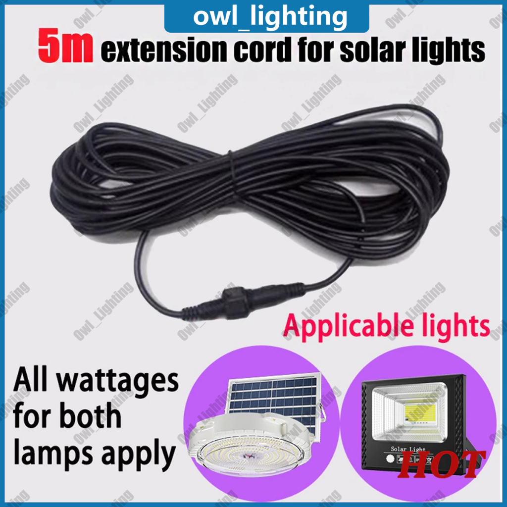 Solar Light Extension 5M Cable Thick Wire Outdoor Flood Lights IP67 ...
