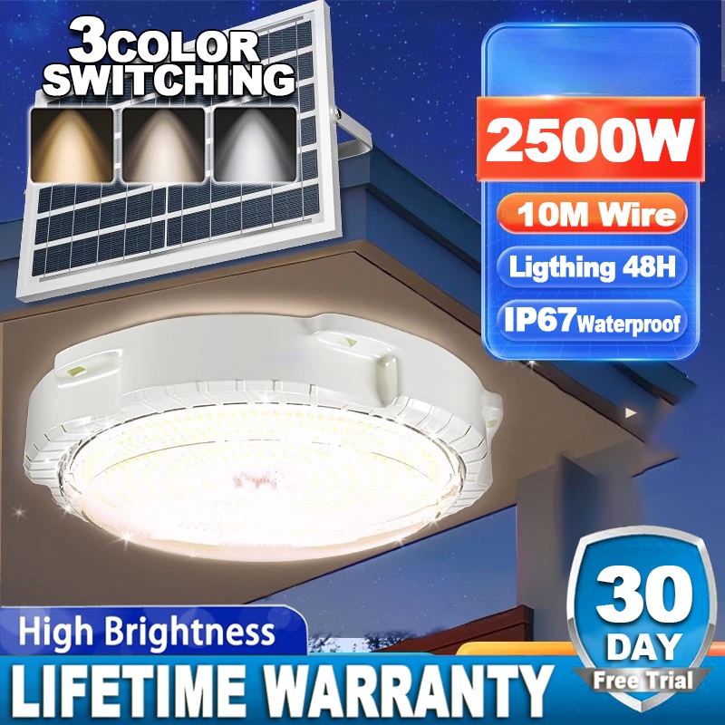 Solar ceiling light LED solar light 3 way colors outdoor waterproof ...