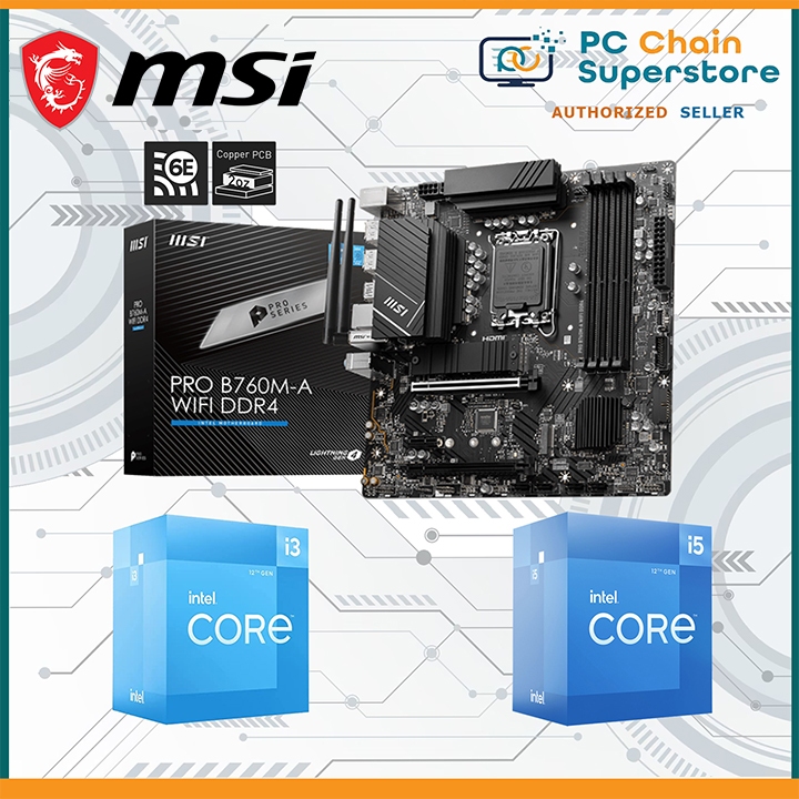 Intel i5-12400 / i5-12400F i5 12th Gen Processor + MSI PRO B760M-A WIFI ...