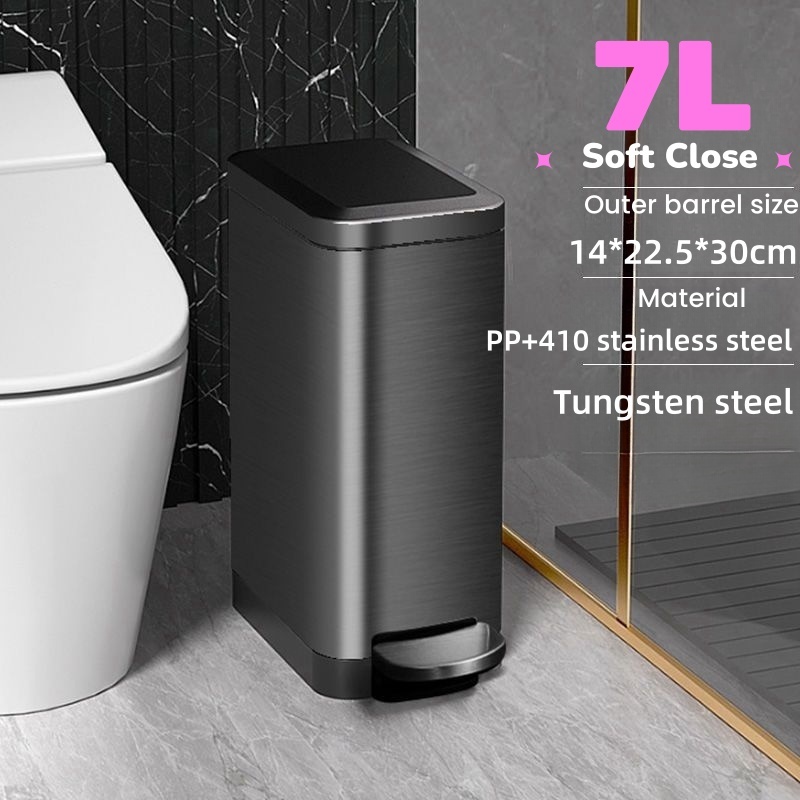 7l stainless square trash bin can with pedal for room office kitchen ...