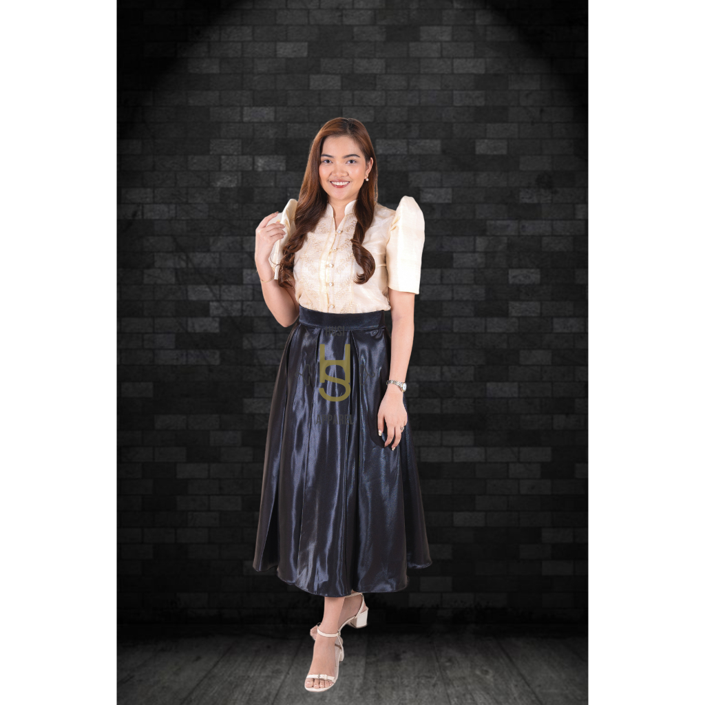 HUSI women's Organza Filipiniana Top and Pleated Skirt- ASSORTED BURDA ...