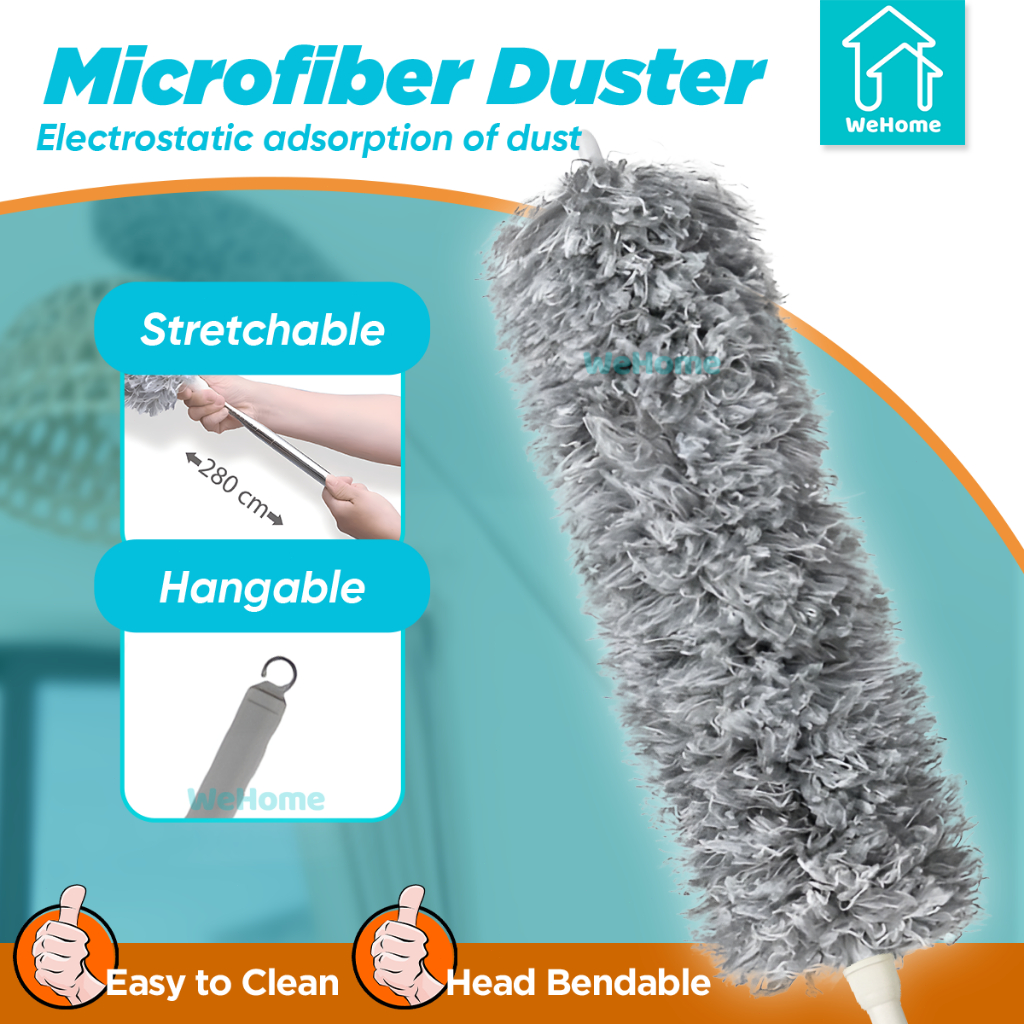 WeHome 280cm Microfiber Duster Adjustable Telescopic Bending Cleaner Feather Long Pole Dust ...