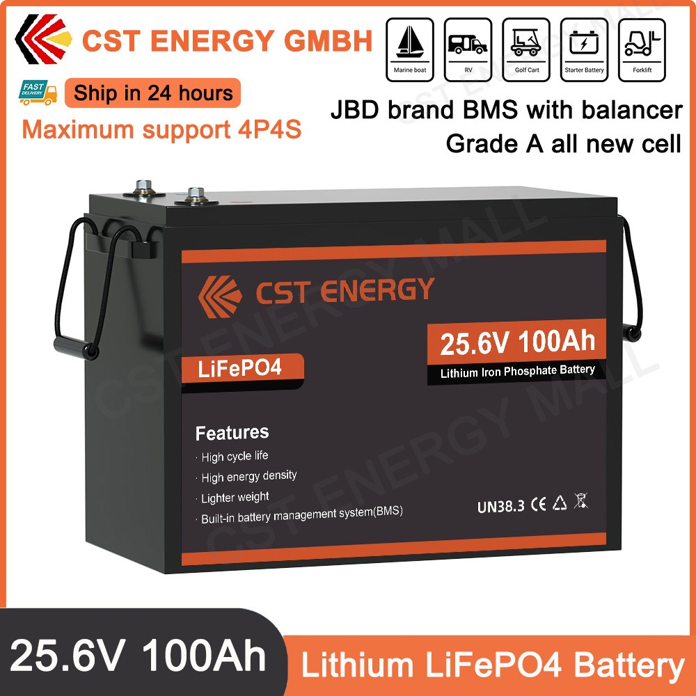 LifePO4 Battery 24V 100Ah Bluetooth Lithium Battery, CST ENERGY Solar ...
