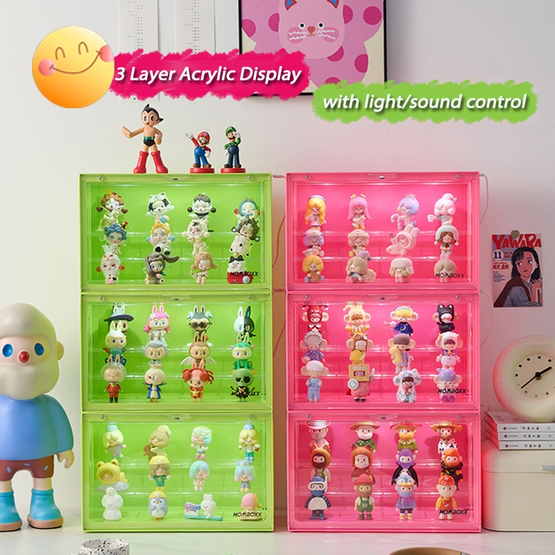 Acrylic Display Case Popmart Storage Organizer Transparent Boxes Stackable Magnetic Dustproof ...