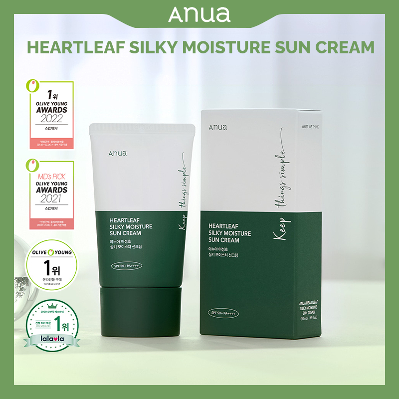 Anua Heartleaf Silky Moisture Sunscreen SPF 50 Moisturizer Face ...