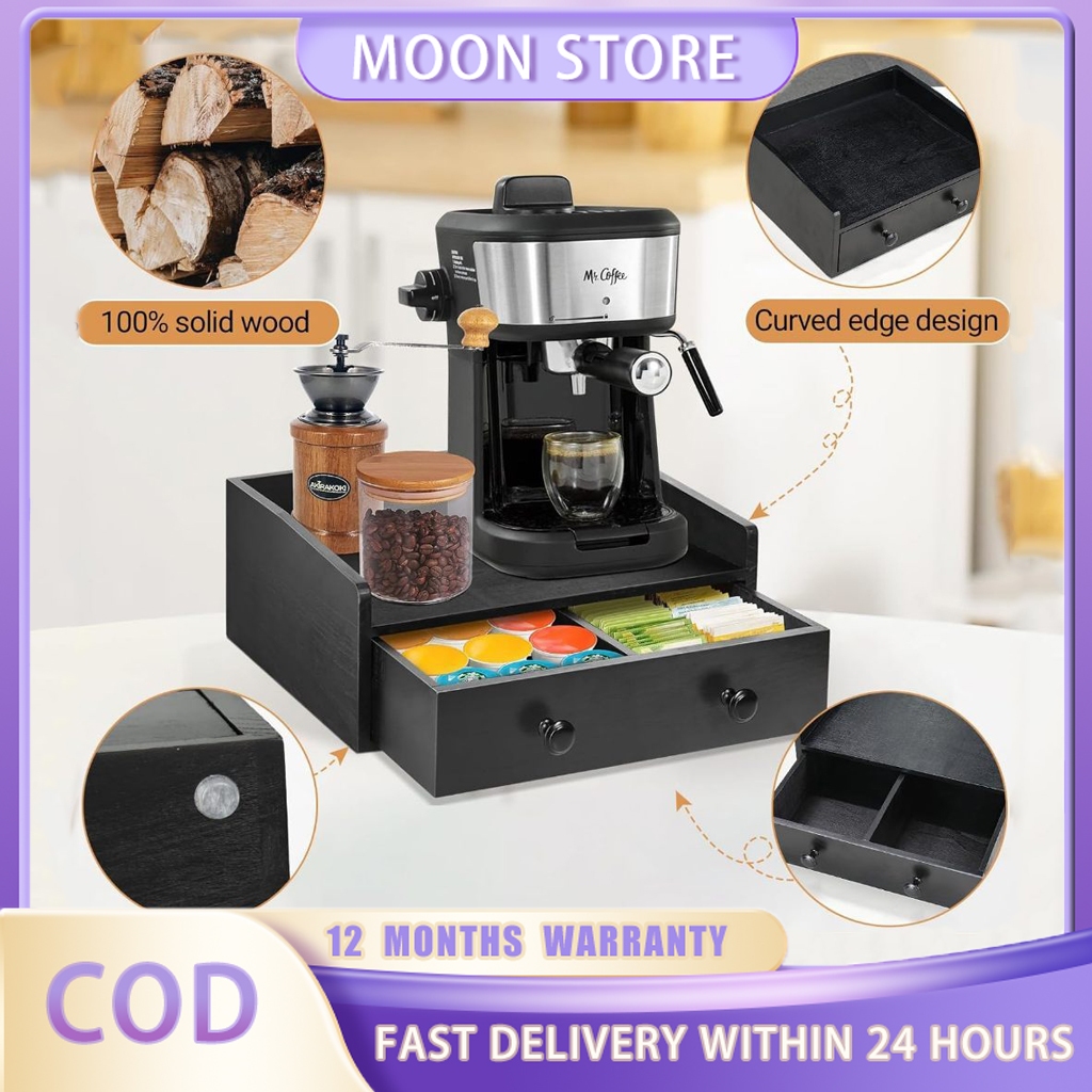 Coffee Storage Stand with Drawer Coffee Cup Coffee Pod Holder Tea Bag ...