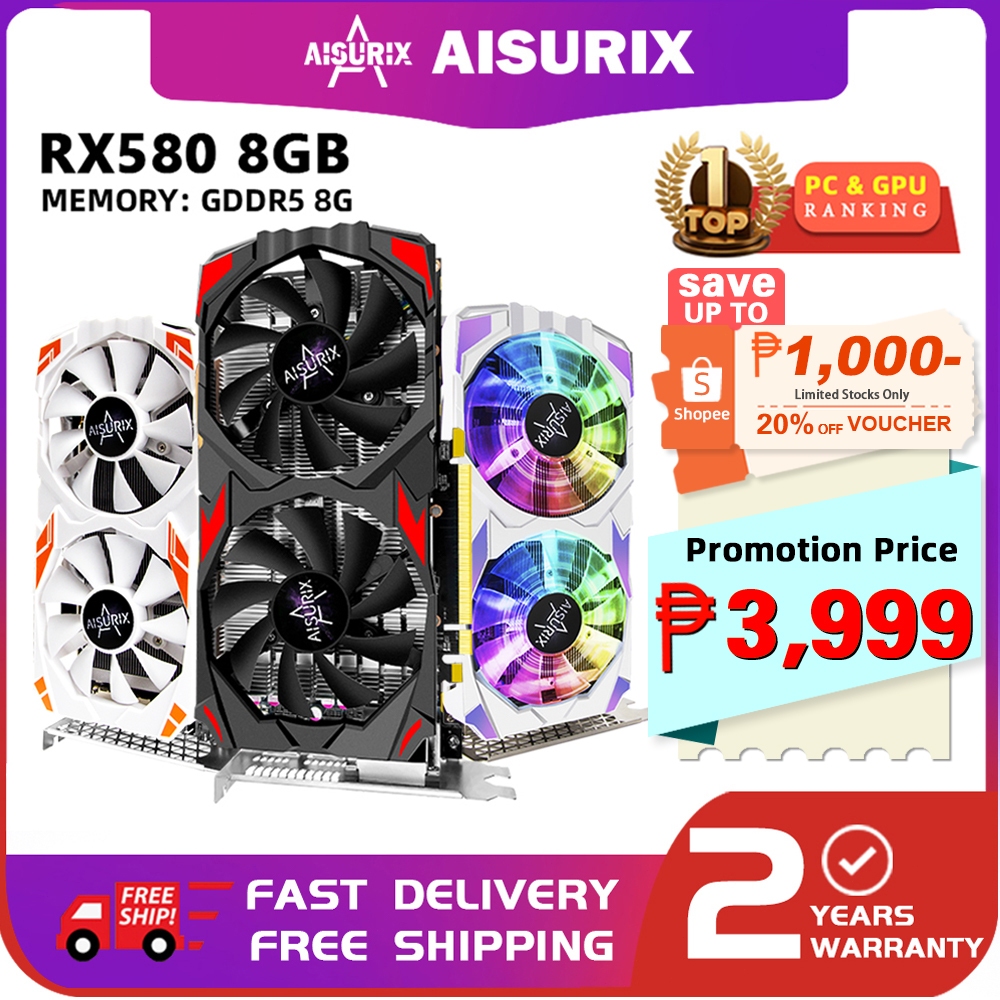 AISURIX Graphics Card RX 580 8GB Gaming Black Myth Wukong GDDR5 256Bit ...