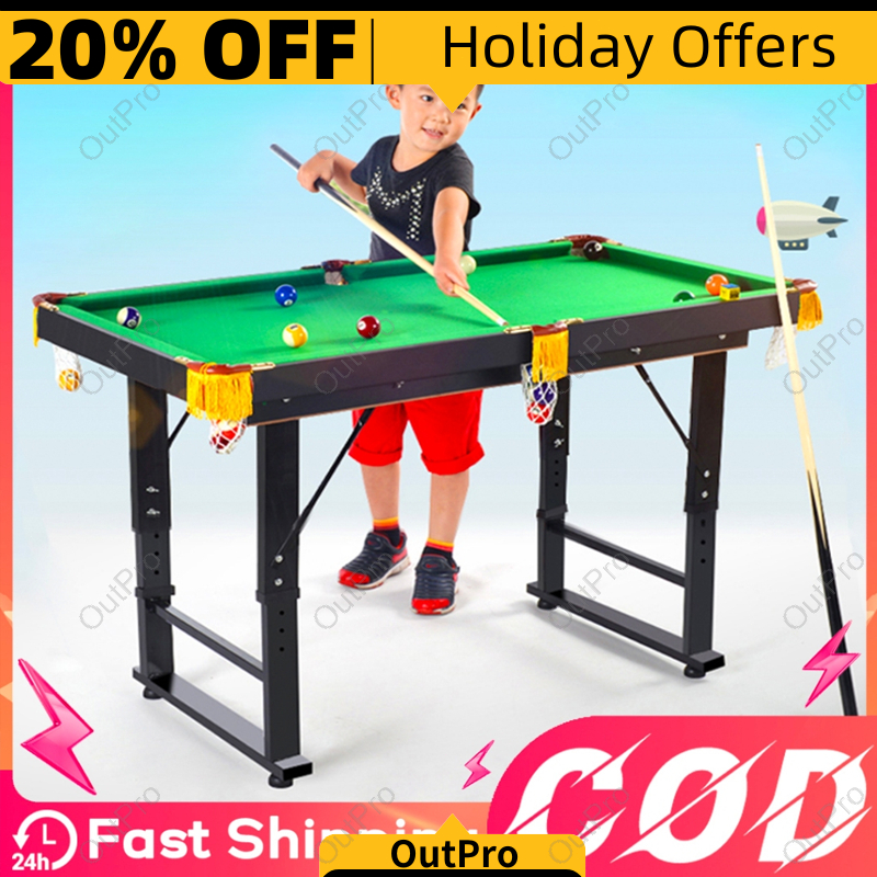 OutPro Wooden Billiard Table Adjustable Pool Table Set with Tall Feet ...
