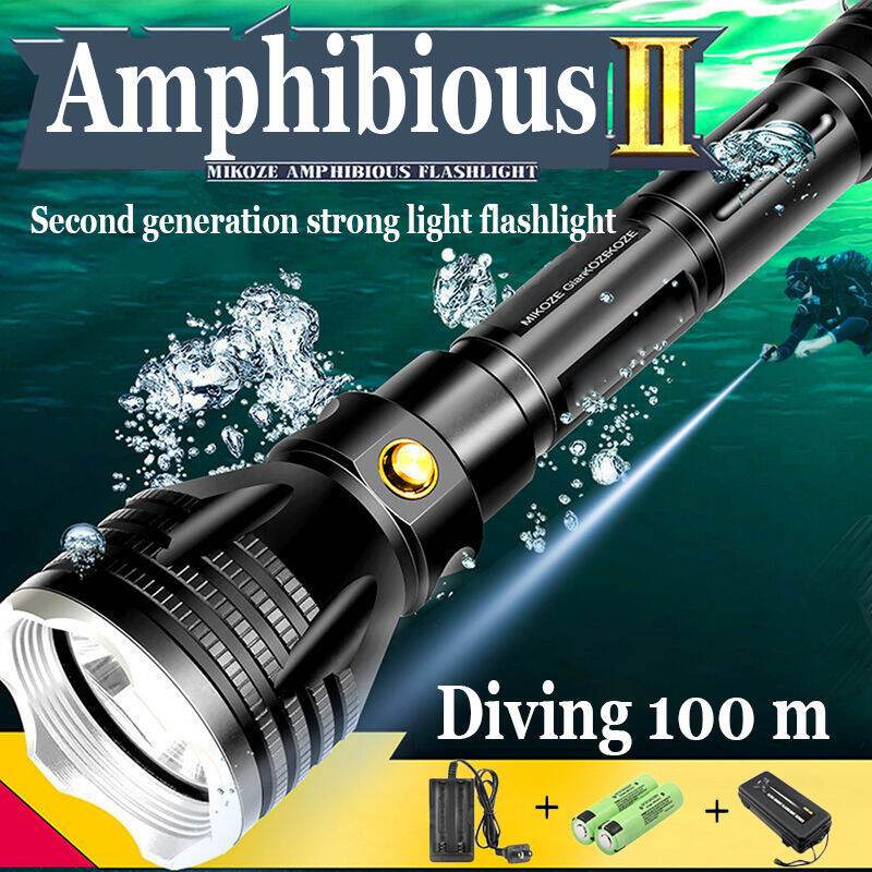 YUPARD Scuba Diving Flashlight 200M Waterproof Underwater Torch Bright ...