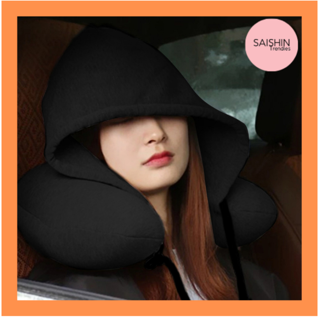 Saishin Travel Neck Pillow with hood | Shopee Philippines