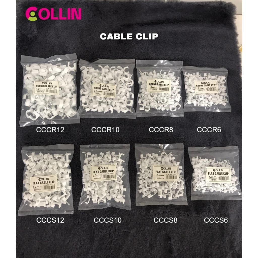COLLIN CABLE CLIP WHITE WITH STEEL NAIL PVC CABLE WIRE CLIP CLAMP ROUND ...