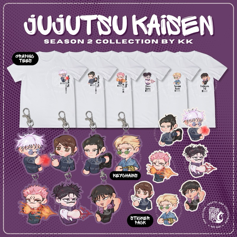 Jujutsu Kaisen Season 2 Apparel Keychains Stickers | Kitsuukart JJK ...