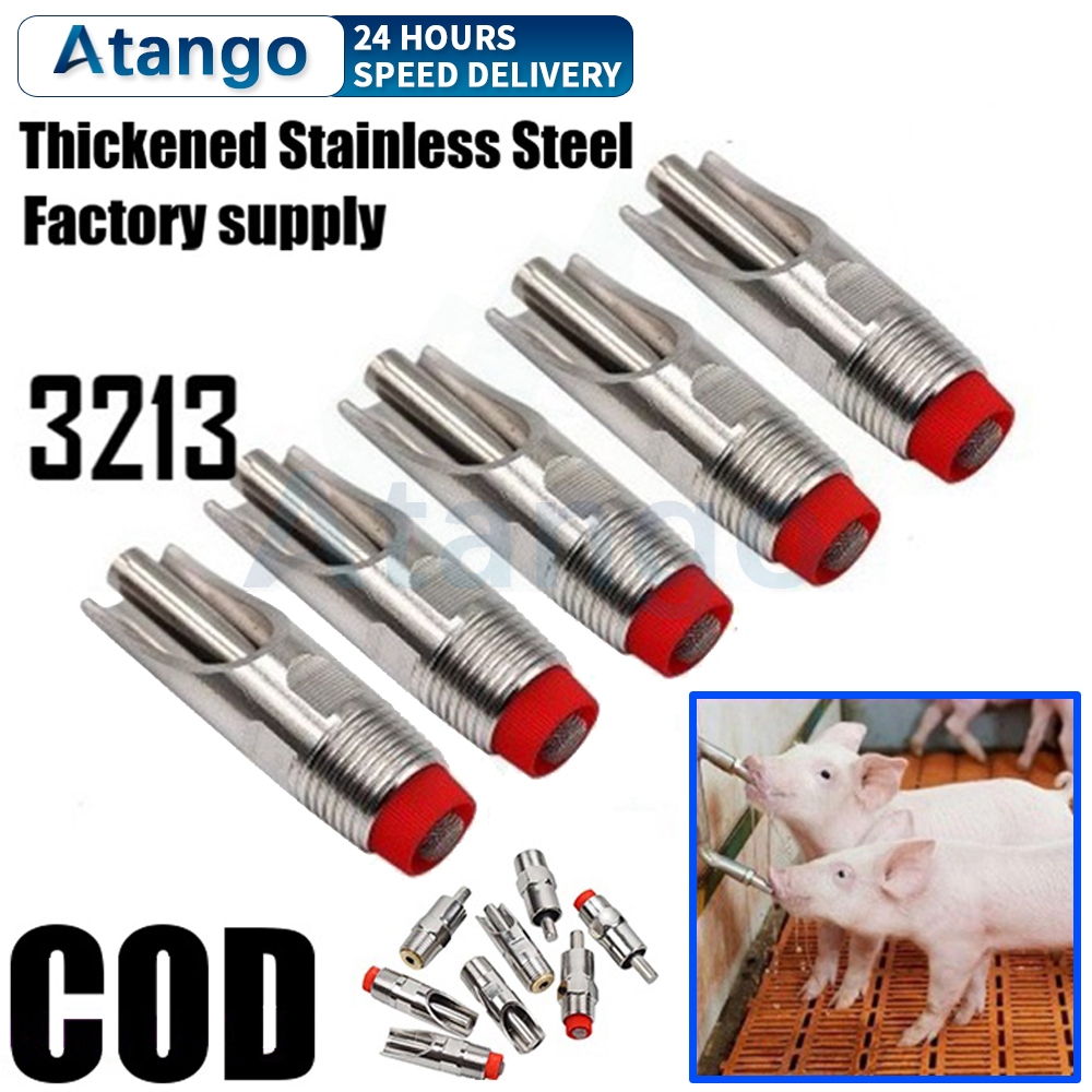 COD 1/2" Stainless Steel Pig Nipple Water Drinker Stainless Steel ...