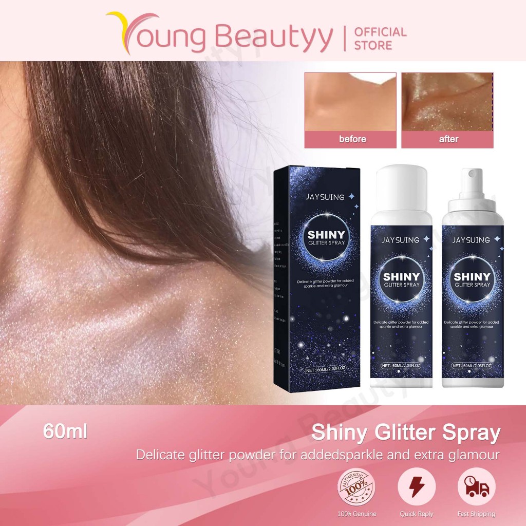 Jaysuing Shiny Glitter Spray 60ml Hair Shine Spray Body Shine Spray ...