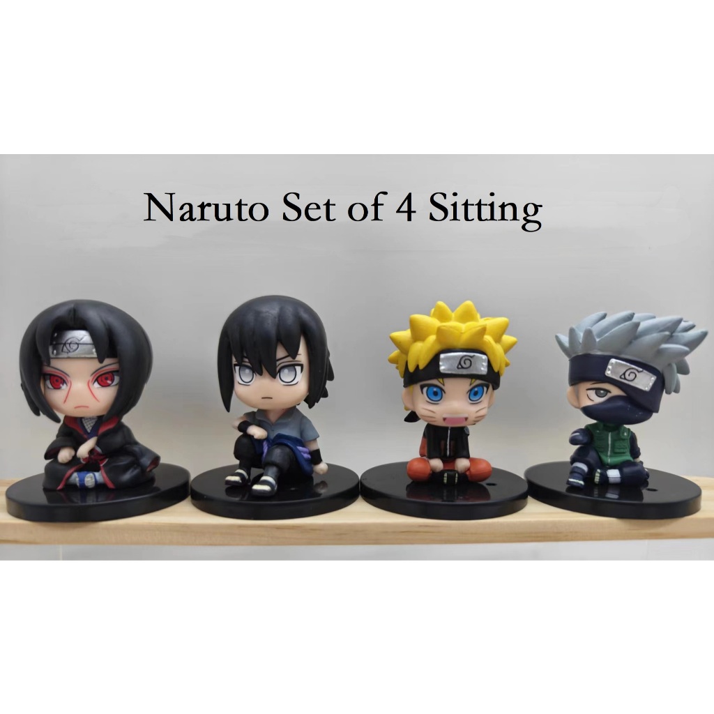 Naruto Sasuke Kakashi Itachi Set of 4 Sitting Cute Collectible Figures ...