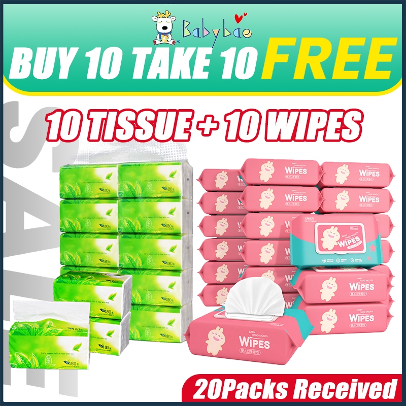 20PCS baby wipes and tissue bundle Combo Unscented baby wipes 10 packs ...