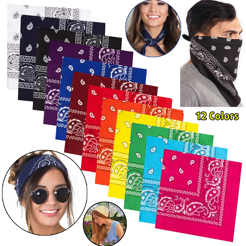 12 Colors Headscarf Fashion Unisex Bandana Hip Hop Neck Scarf Band Rock ...