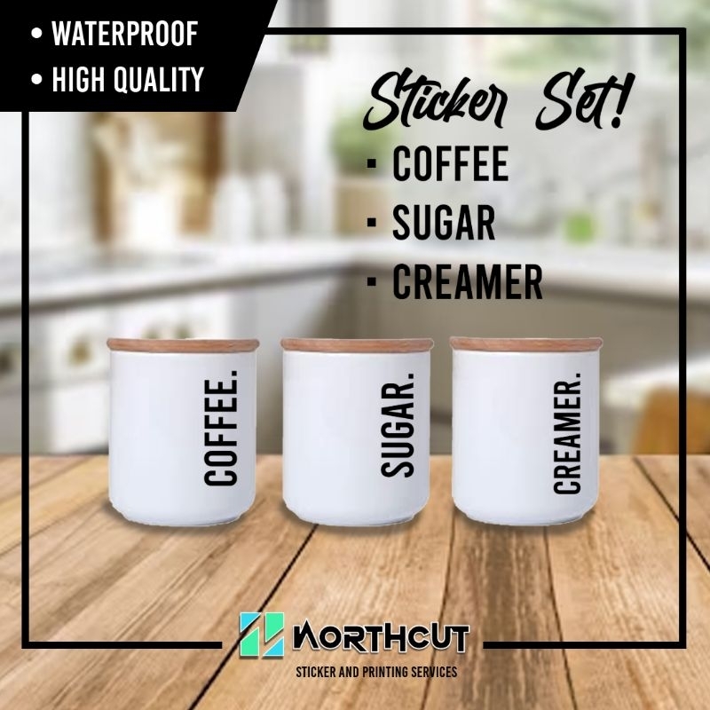 Sticker Labels - Waterproof Sticker set - Coffee, Sugar, Creamer ...