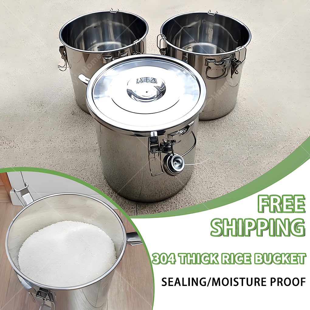 Moisture-proof rice bucket sealed 304 metal stainless steel 25KG rice ...