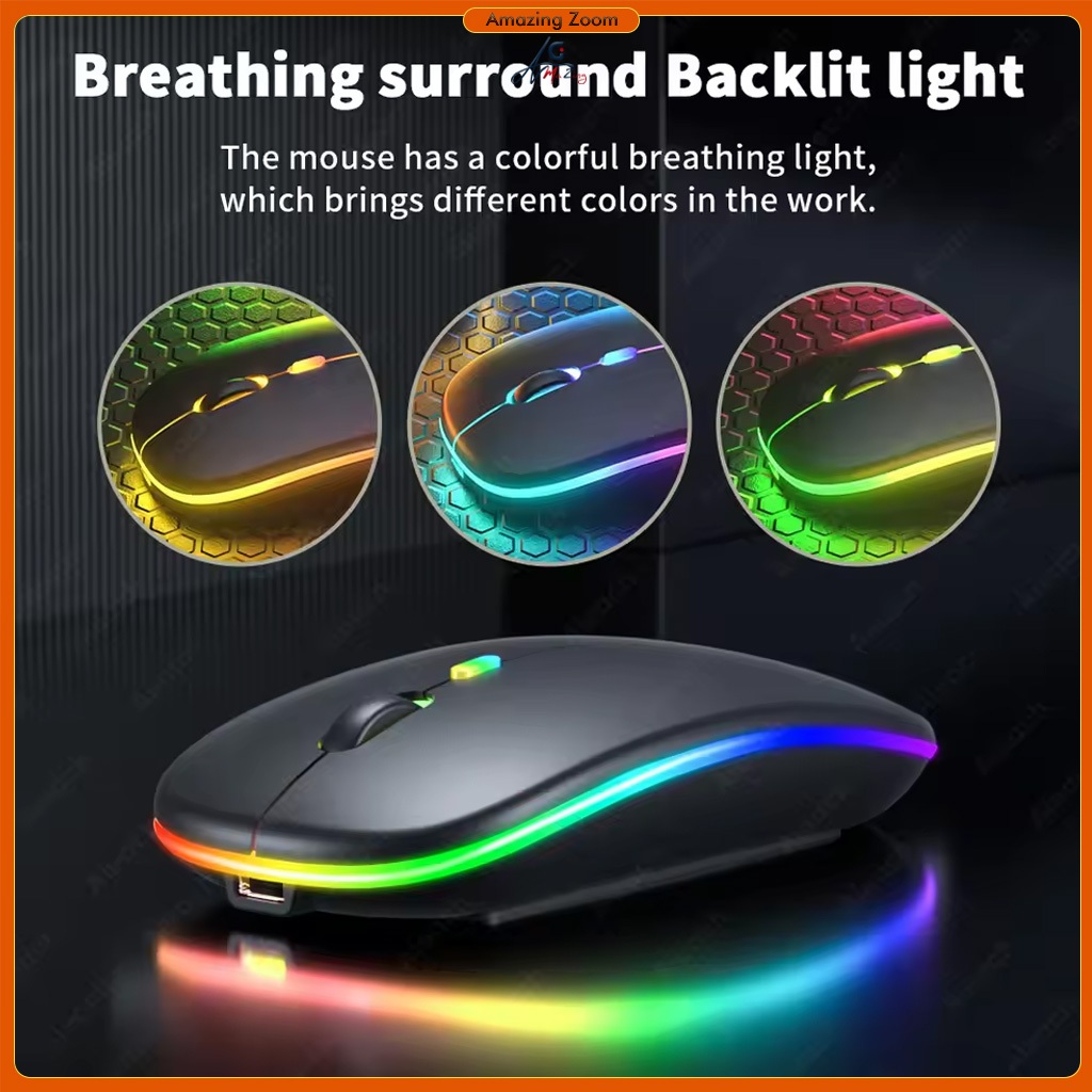 Super Slim 2.4Ghz Wireless Mouse Ergonomic Silent Mouse Rechargeable ...