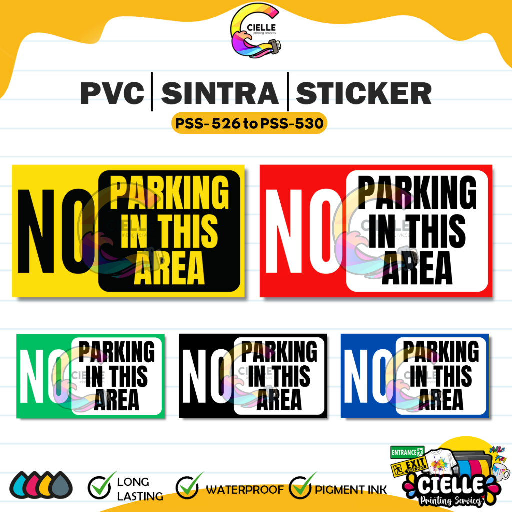 PVC │ SINTRA │ STICKER SIGNAGES (PSS-526 to PSS-530) - NO PARKING IN ...