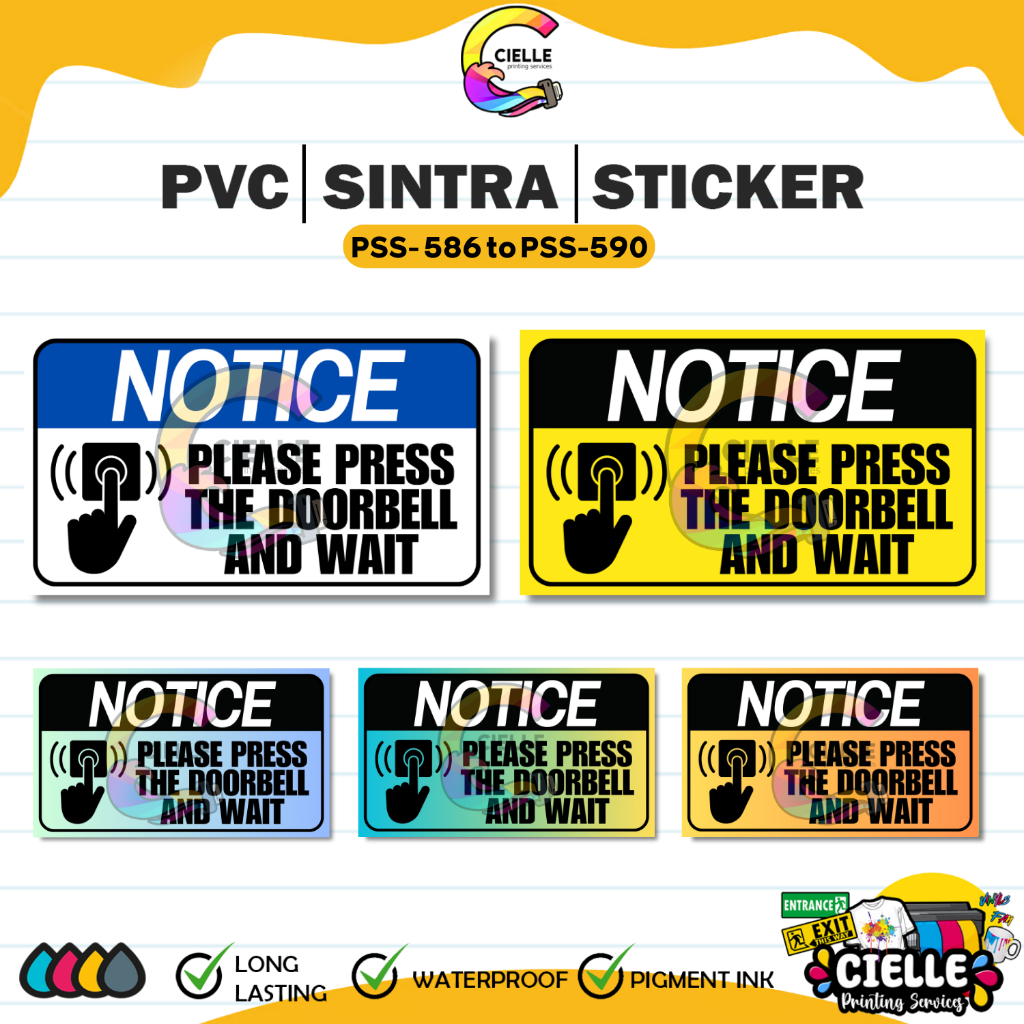 PVC │ SINTRA │ STICKER SIGNAGES (PSS-586 to PSS-590) - NOTICE PLEASE ...