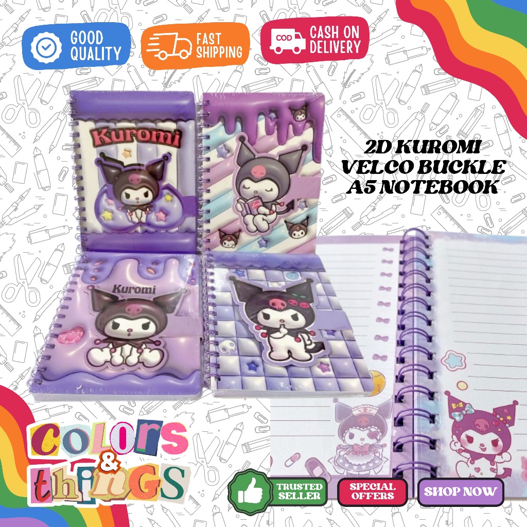 2D Kuromi Velcro Buckle A5 Notebook | Shopee Philippines