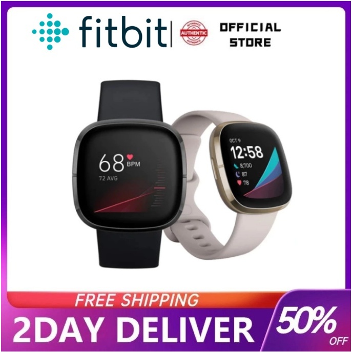 100% Original Fitbit Sense Built-In AMOLED Display GPS Tracking Stress ...