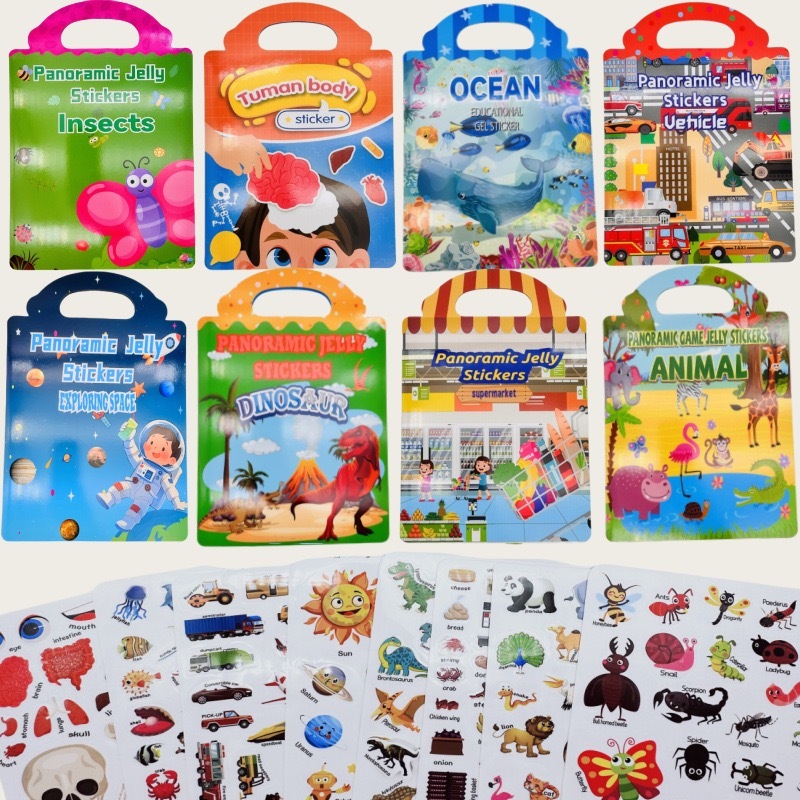 Cartoon educational jelly stickers quiet book dress up stickers ...