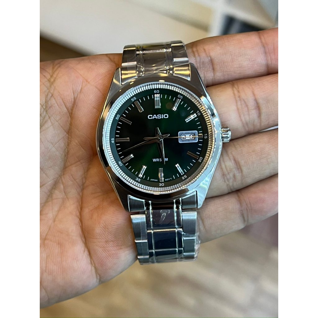 Original Casio Analog Green Dial Stainless Steel Mens Watch Mtp B180d 3a Casio Mtp B180d 3a