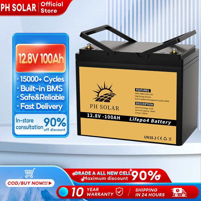 LiFePO4 Battery 12V 100Ah Solar Battery 10000 Cycles Lithium Battery ...