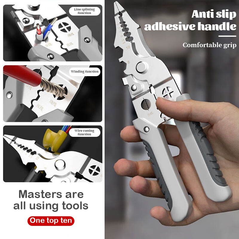 Professional Wire Stripper Cutter Wire Stripping Tool Multi-Function Wire Crimping Tool Hand ...